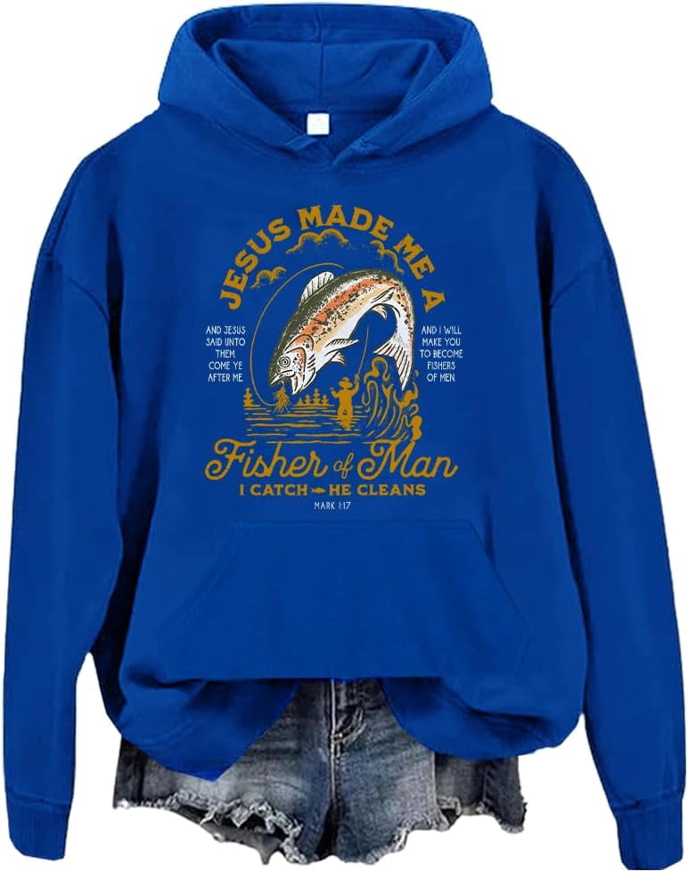 Jesus Made Me A Fisher Of Man Drawstring Hoodie, Jesus Made Me A Fisher ...