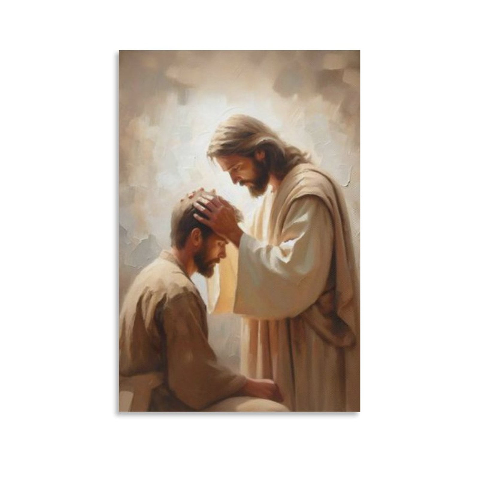 Jesus And Man Wall Decor Jesus Christ Touching Man's Head Canvas Print ...