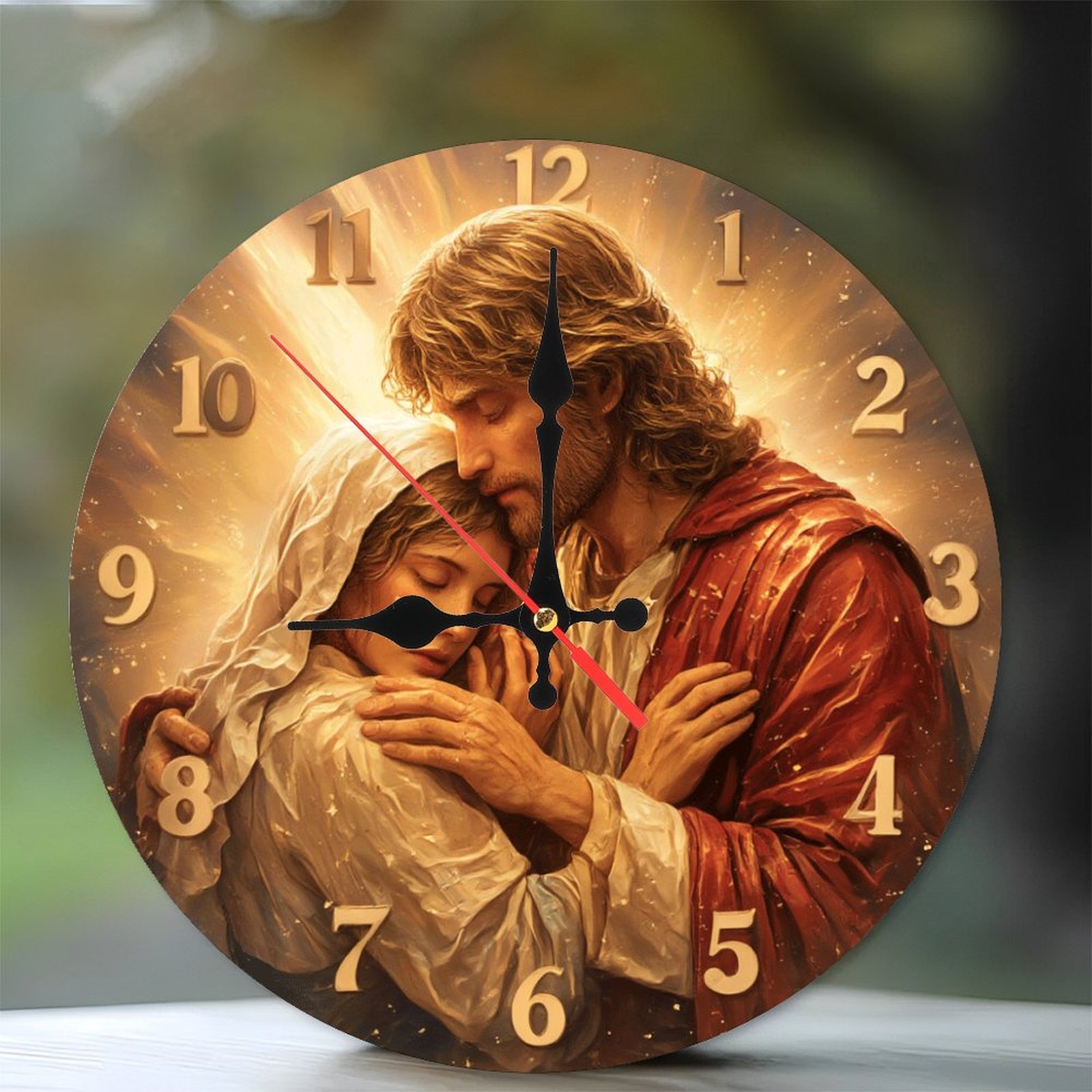 Jesus Mary Embrace Wall Clock Religious Gift Home Decor 10-Inch Silent ...