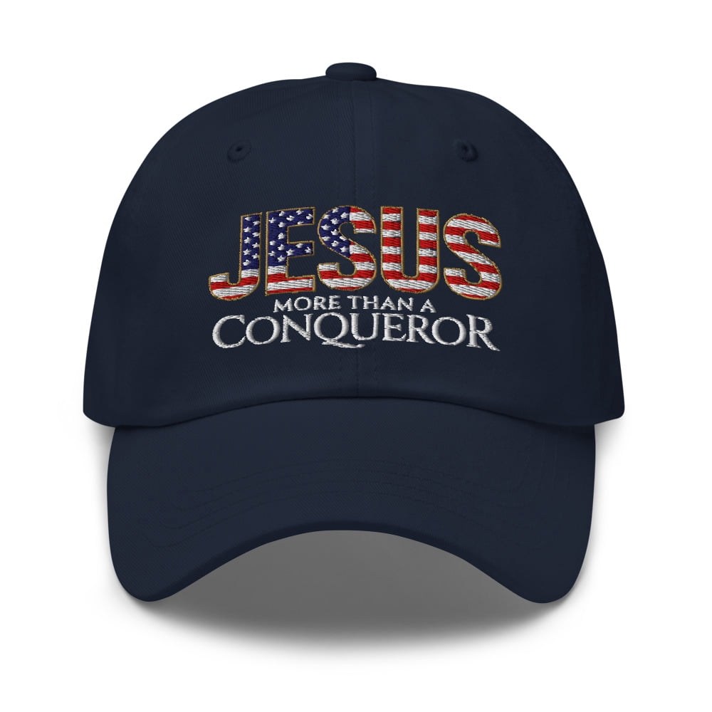 Jesus More Than A Conqueror Embroidered Dad Hat (Navy) - Walmart.com