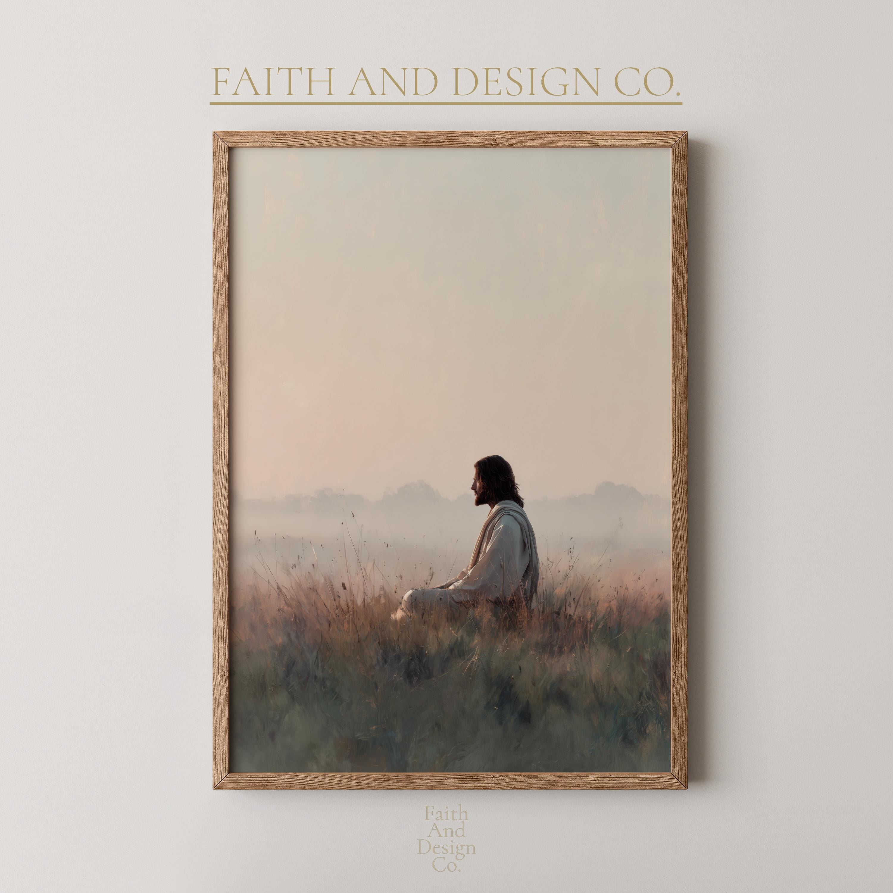 Jesus Morning Prayer Print – Peaceful Neutral Christian Wall Art, Soft ...