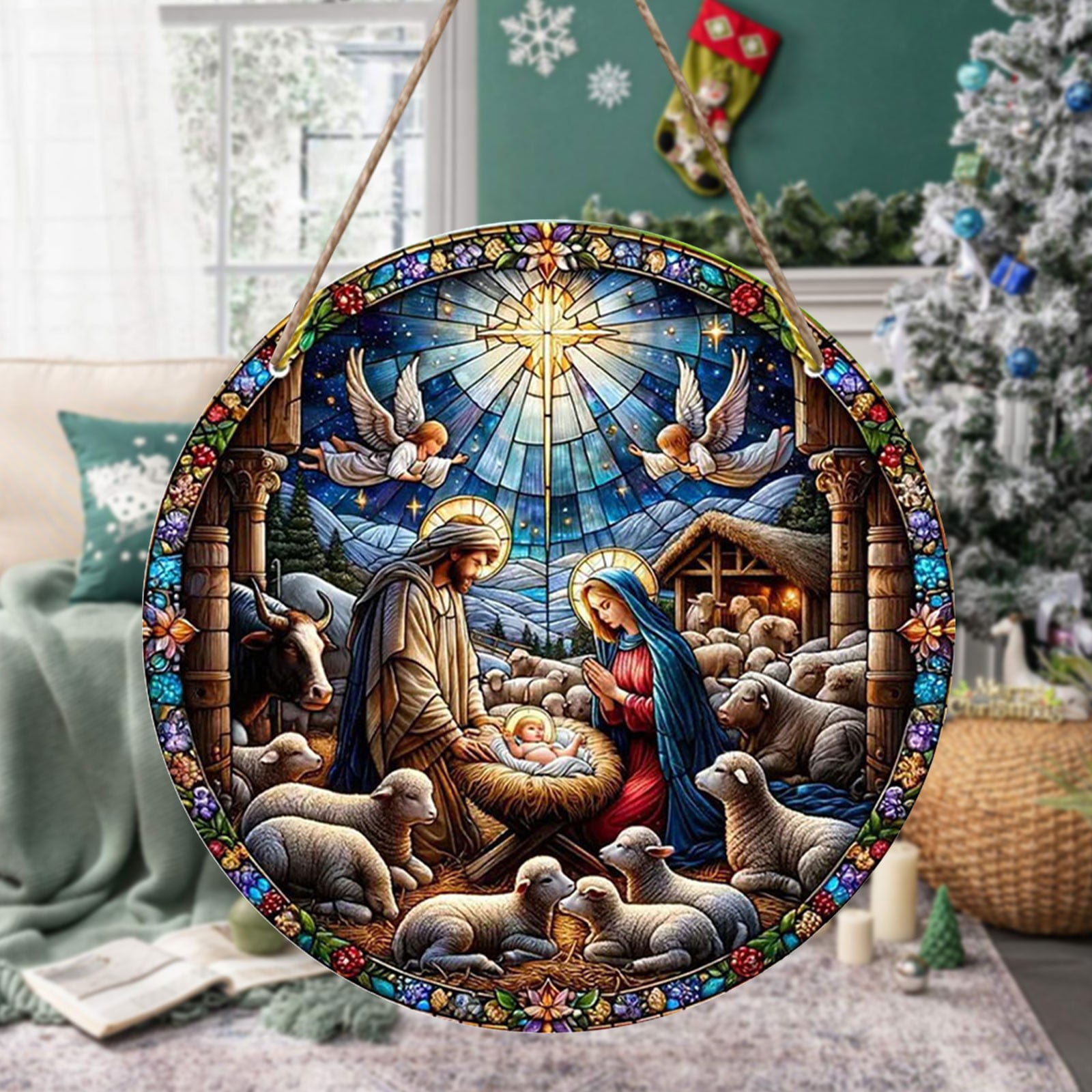 Jesus Nativity Scene Sign,Christmas Nativity Decorations - Nativity ...