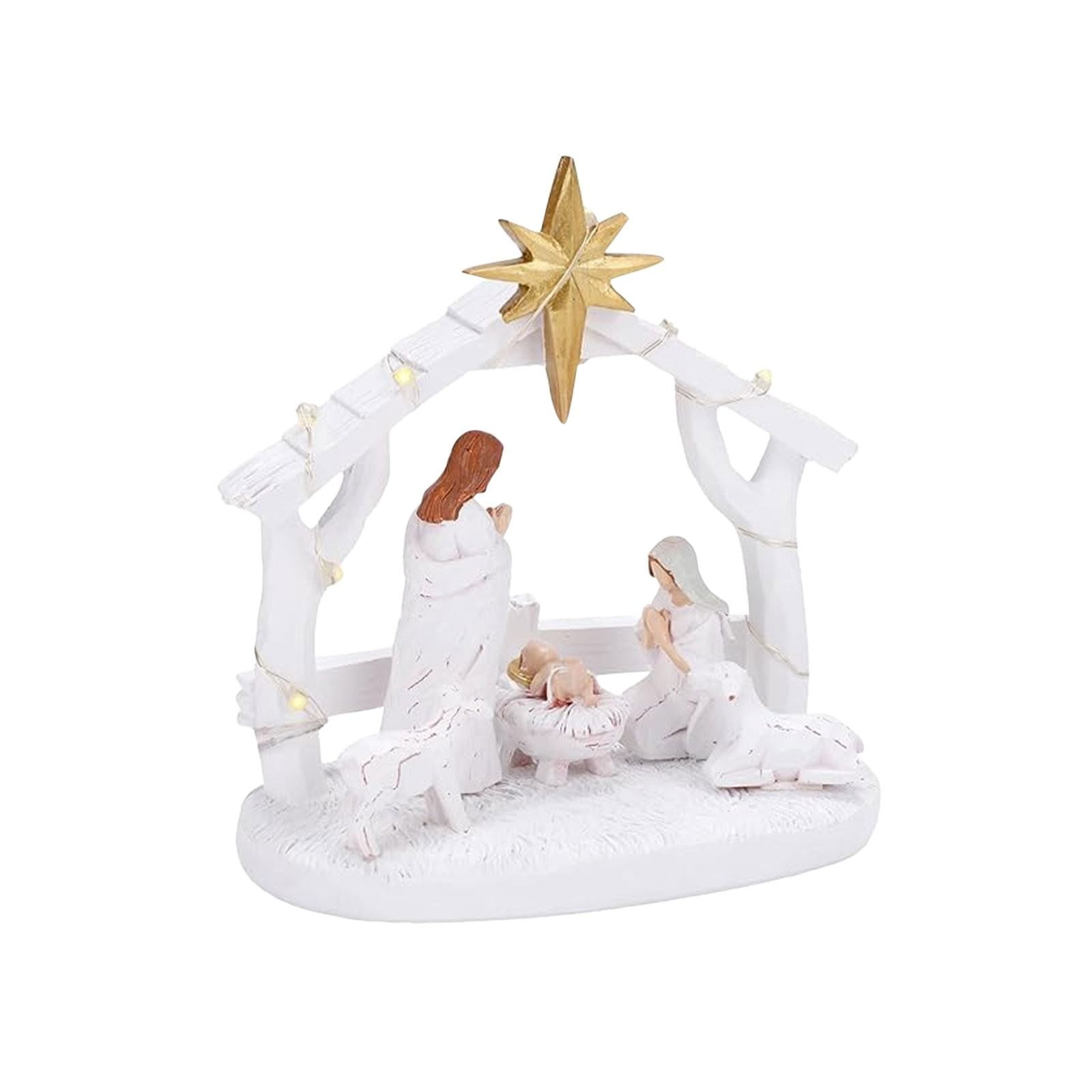 Jesus Nativity Statue Scene Figurine With Lights Sets Holy Family ...