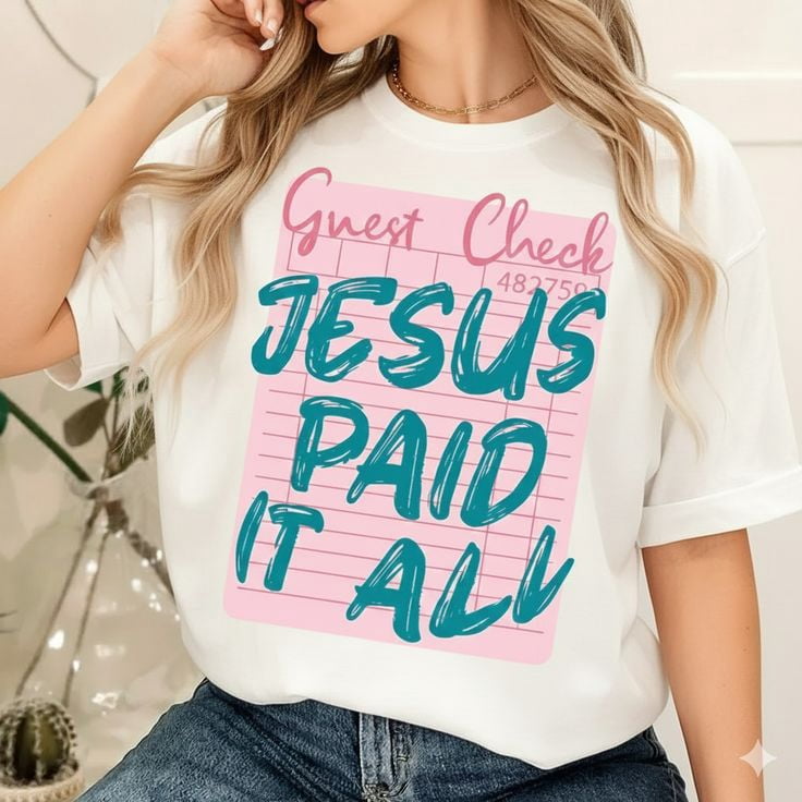 Jesus Paid It All, Christian Worship Guest Check Faith Design ...