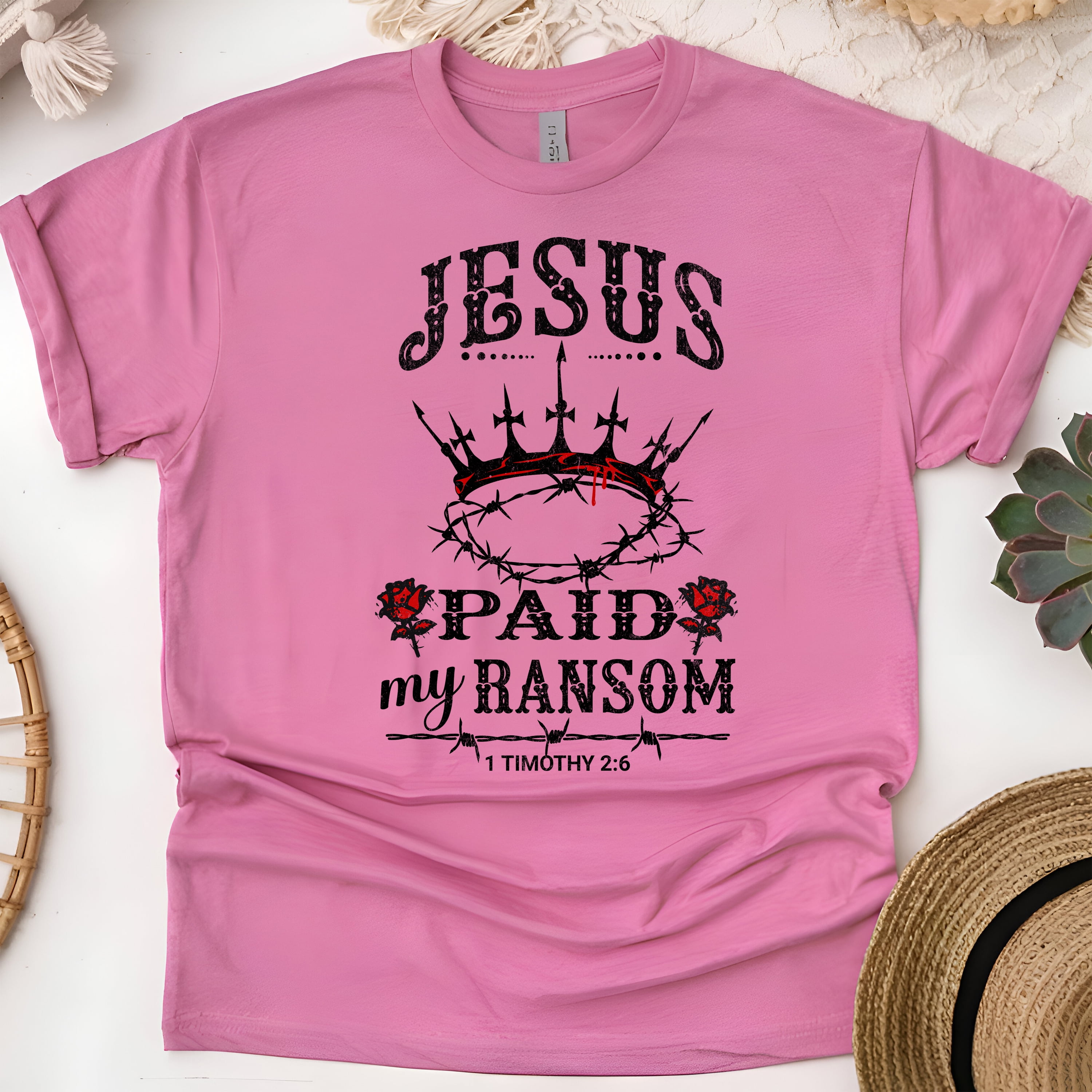 Jesus Paid My Ransom Shirt – Crown of Thorns Christian Bible Verse Tee ...
