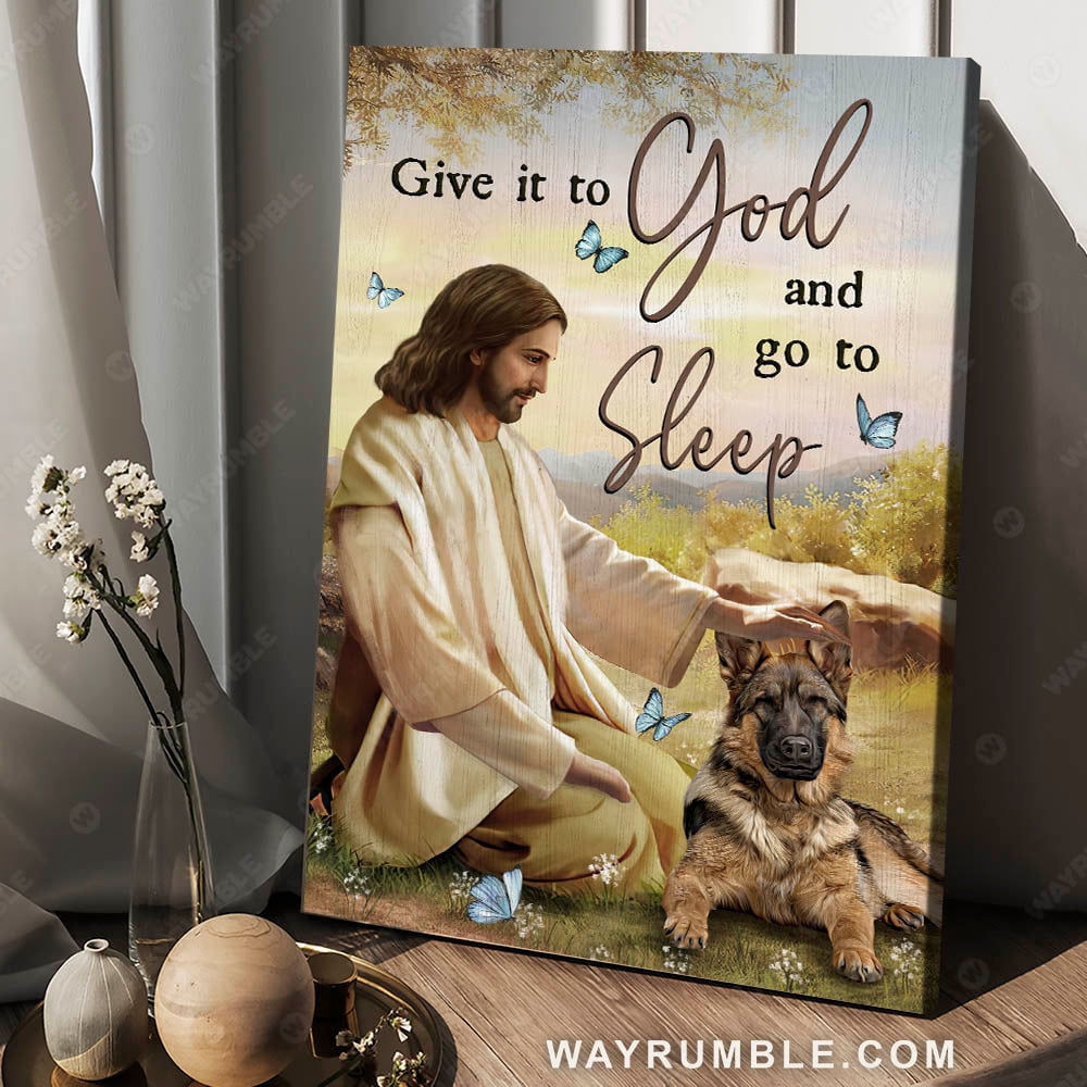 Jesus Painting, German Shepherd, In The Hand Of Jesus, On The Beautiful ...