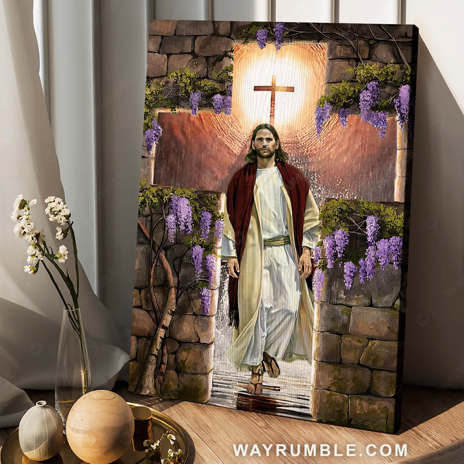 Jesus Painting, Purple Flower, Amazing Cross - Jesus Portrait Poster ...