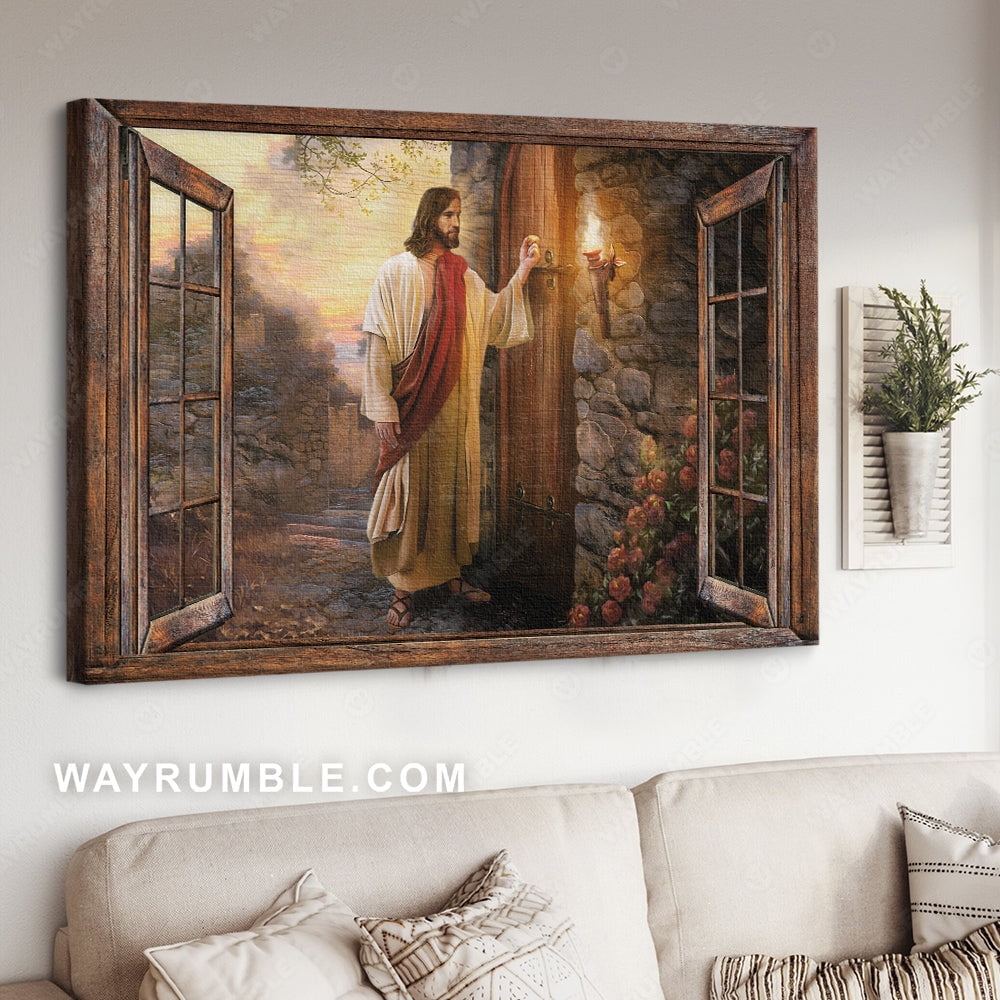 Jesus Painting, Wooden Windows, Rose Garden, Jesus Knocking On Door ...