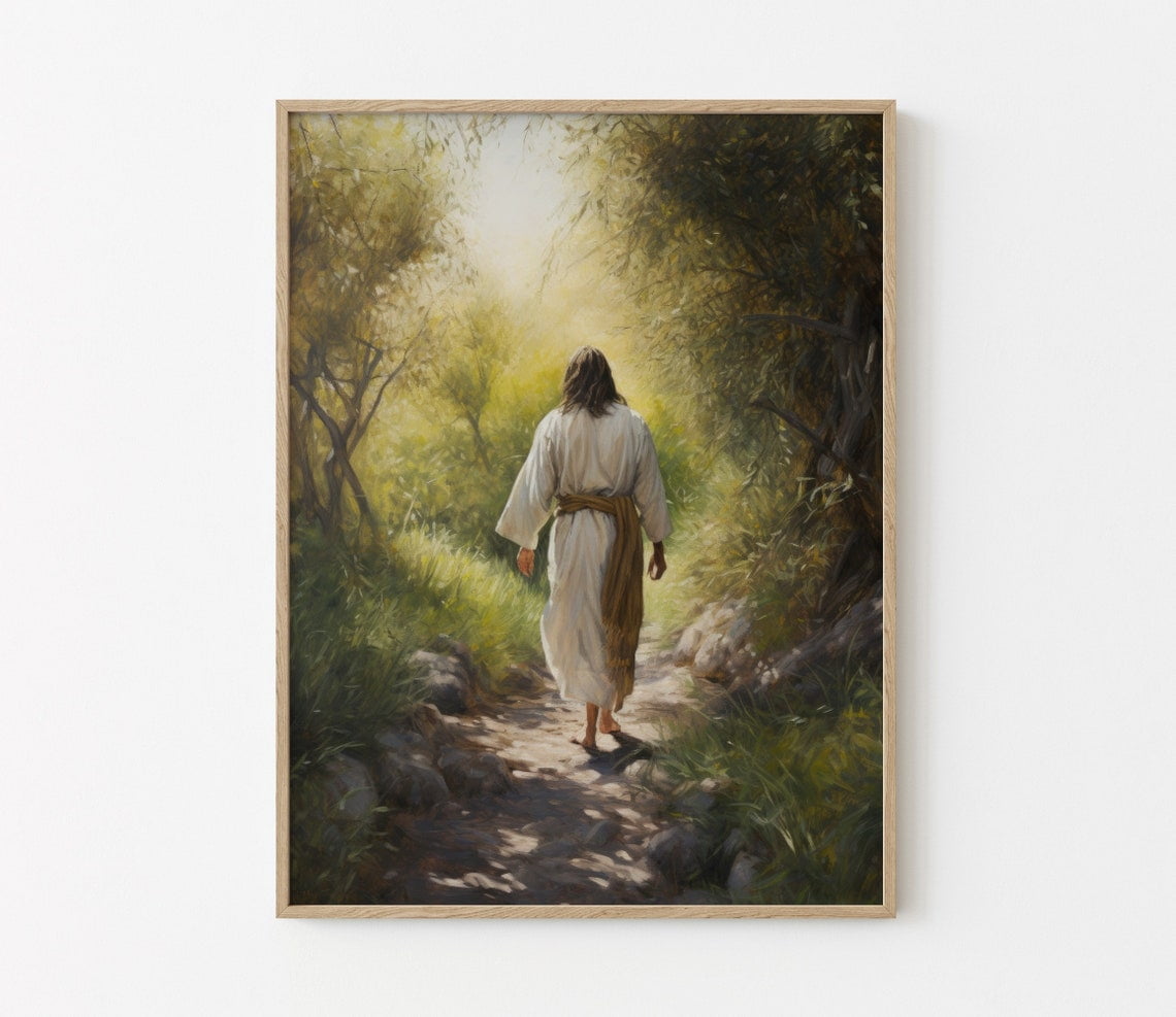 Jesus On The Path Oil Painting Print, He Is Risen, Saviour, Christian ...