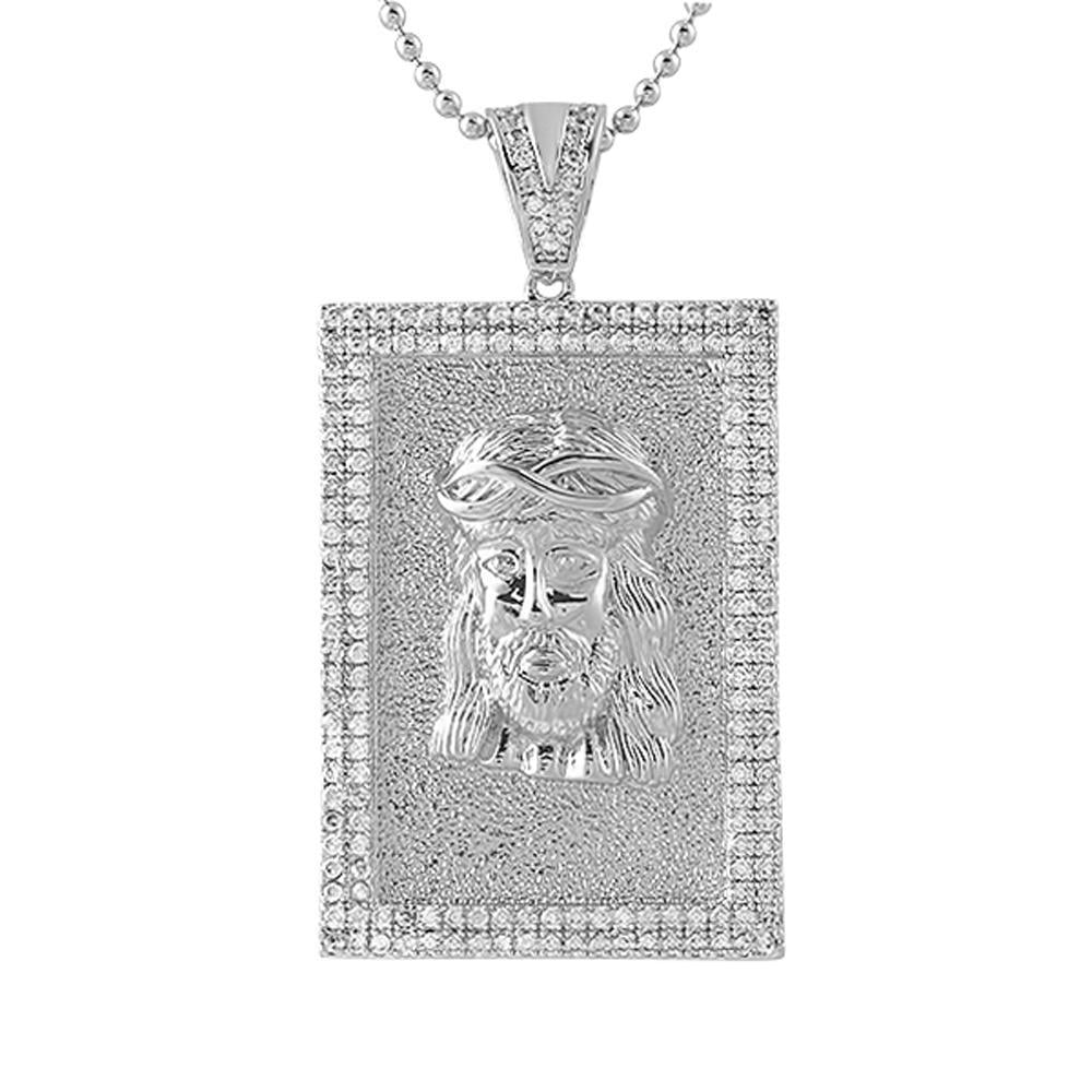 Jesus Piece Block Medallion Iced Out - Walmart.com