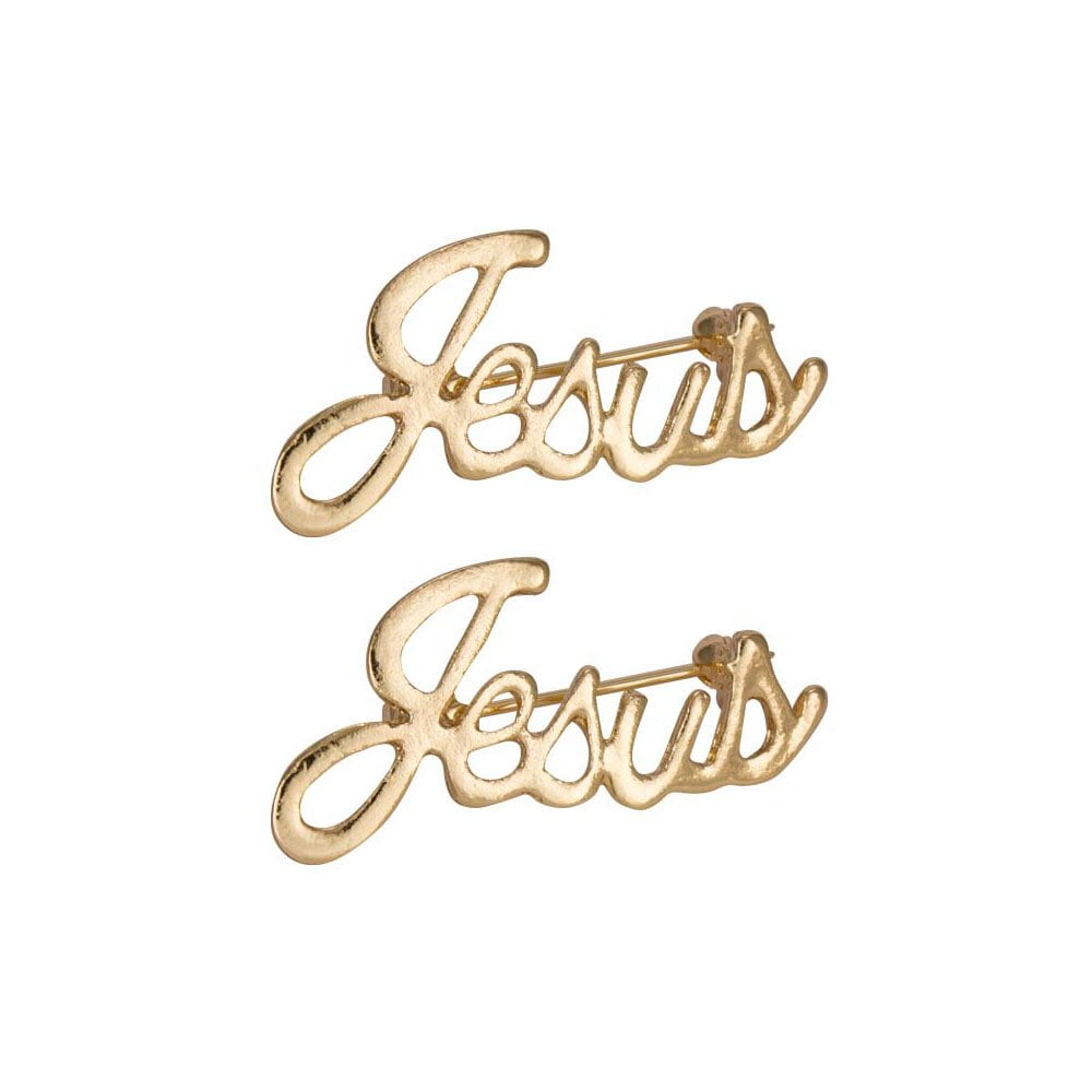 Jesus Pins Gold Script Set of 2 Pins - Walmart.com