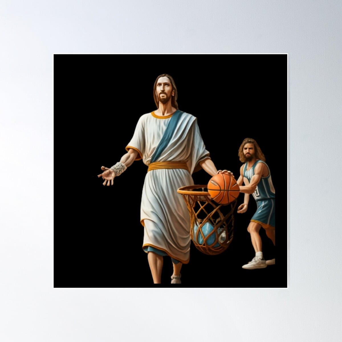 Jesus Playing Basketball :Air Jesus Poster Wall Art, Modern Wall Decor ...