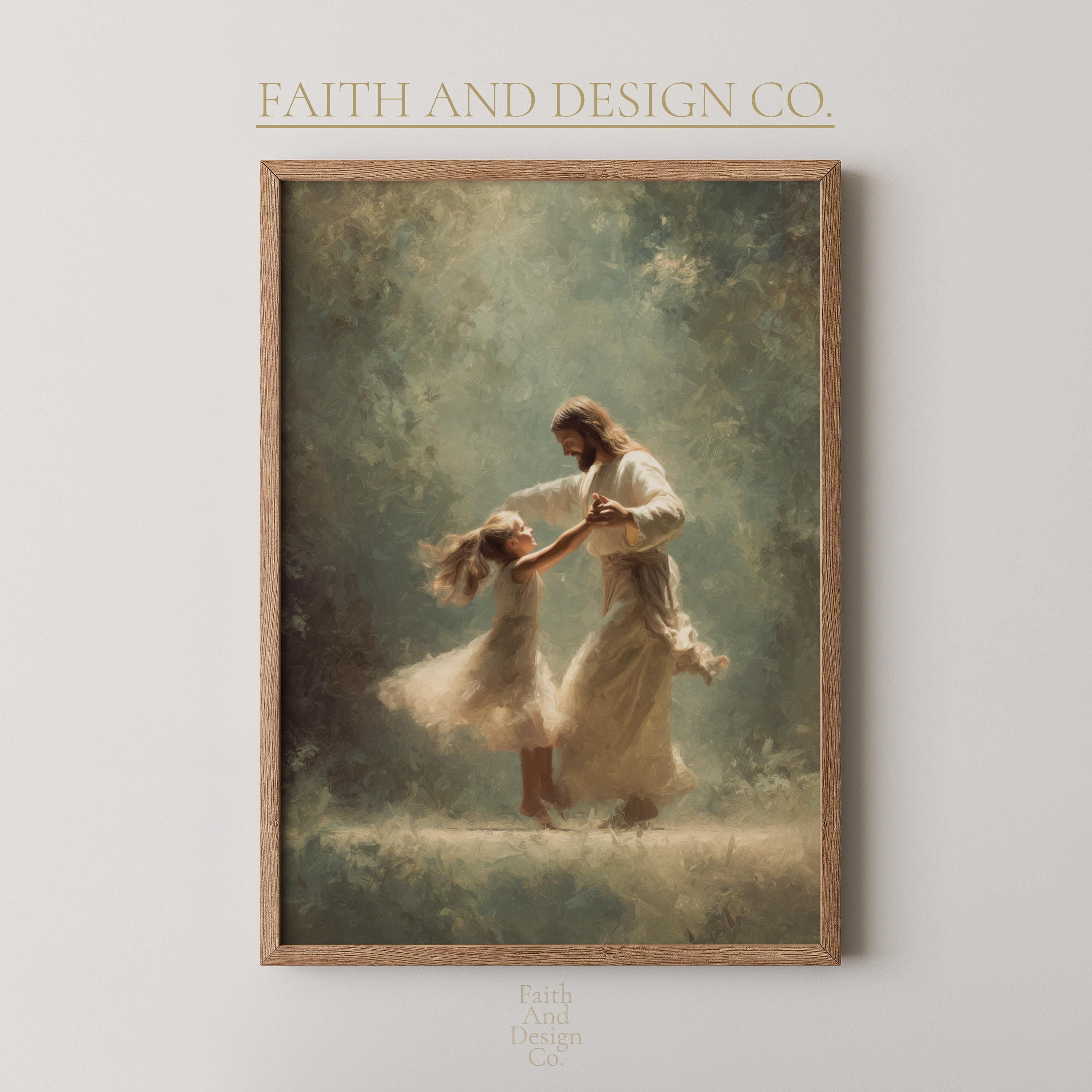 Jesus Playing And Dancing With Child Wall Art, Christian Printable ...