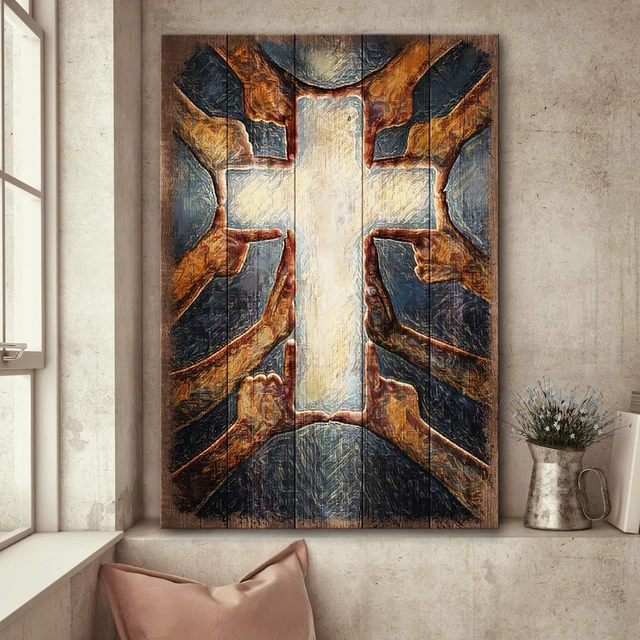 Jesus Portrait Poster, - Beautiful Cross Formed By Hands Portrait NO ...