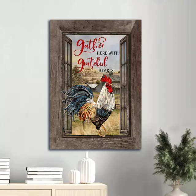 Jesus Poster, Christian Wall Art, Big Rooster Chicken With Meadow Land ...