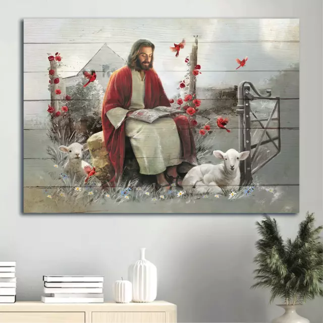 Jesus Poster - Lamb Of God, Red Cardinal, Rustic Garden God Poster ...