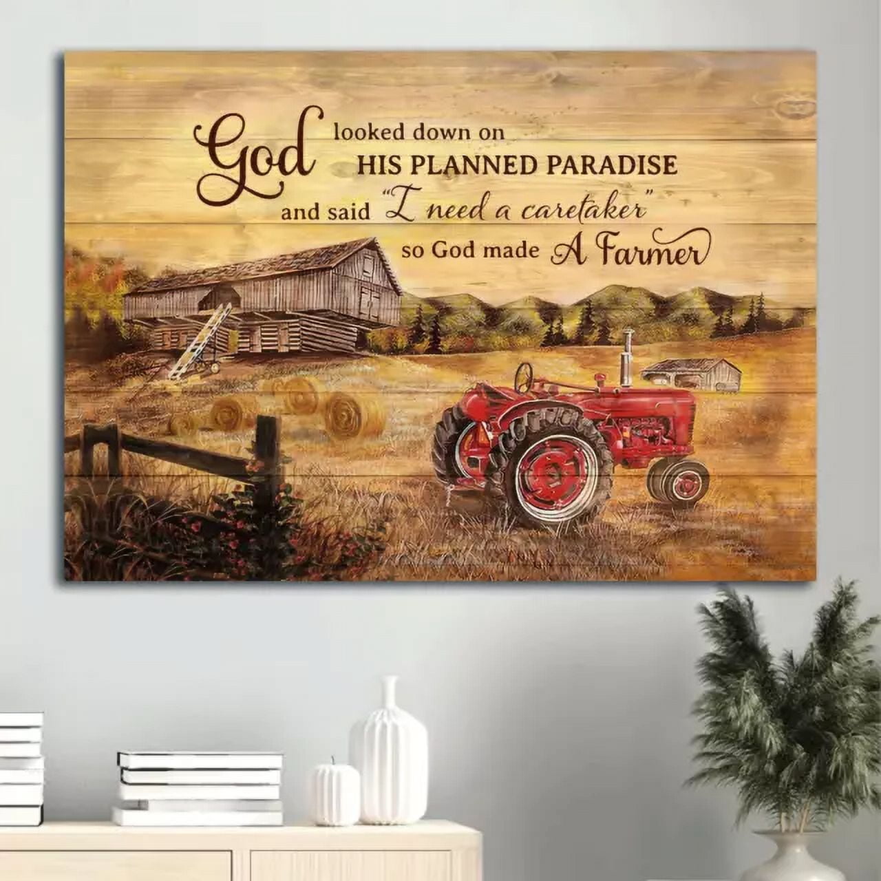 Jesus Poster - Paddy Field, Electric Tricycle, Old Barn Painting Poster ...