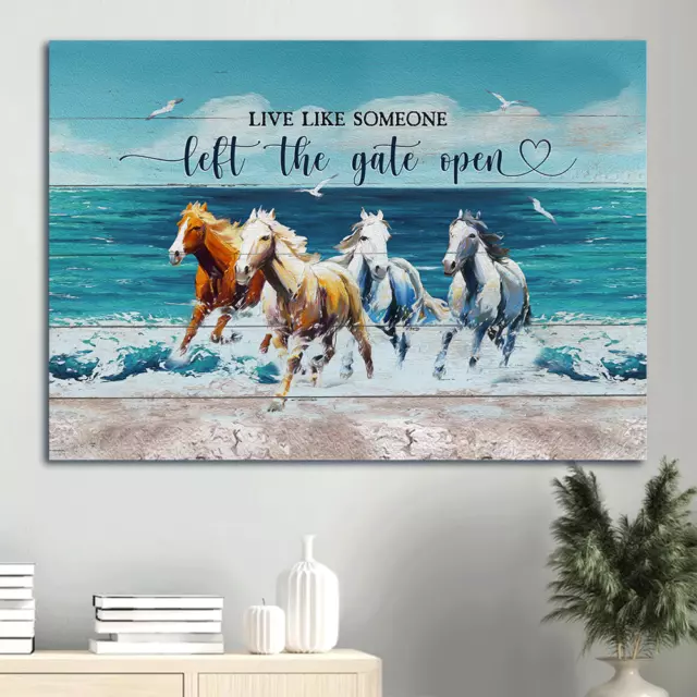 Jesus Poster Running Horses, Blue Ocean, Seagull Poster Gift For ...