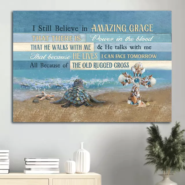 Jesus Poster Sea Turtle, Ocean Painting, Unique Cross- Gift For ...