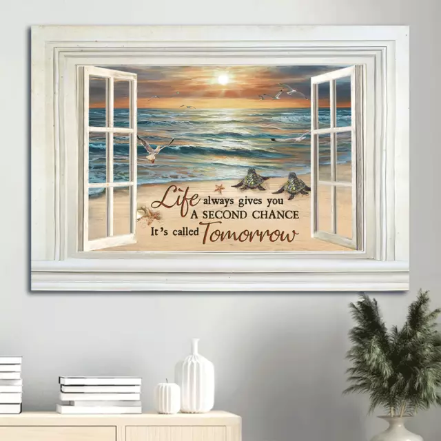 Jesus Poster Sea Turtle, Seagull, Beach Painting- Gift For Christian ...