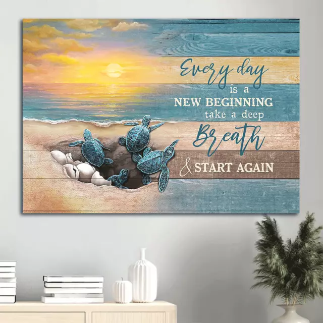 Jesus Poster Sea Turtle, Sunrise On The Beach- Gift For Christian ...