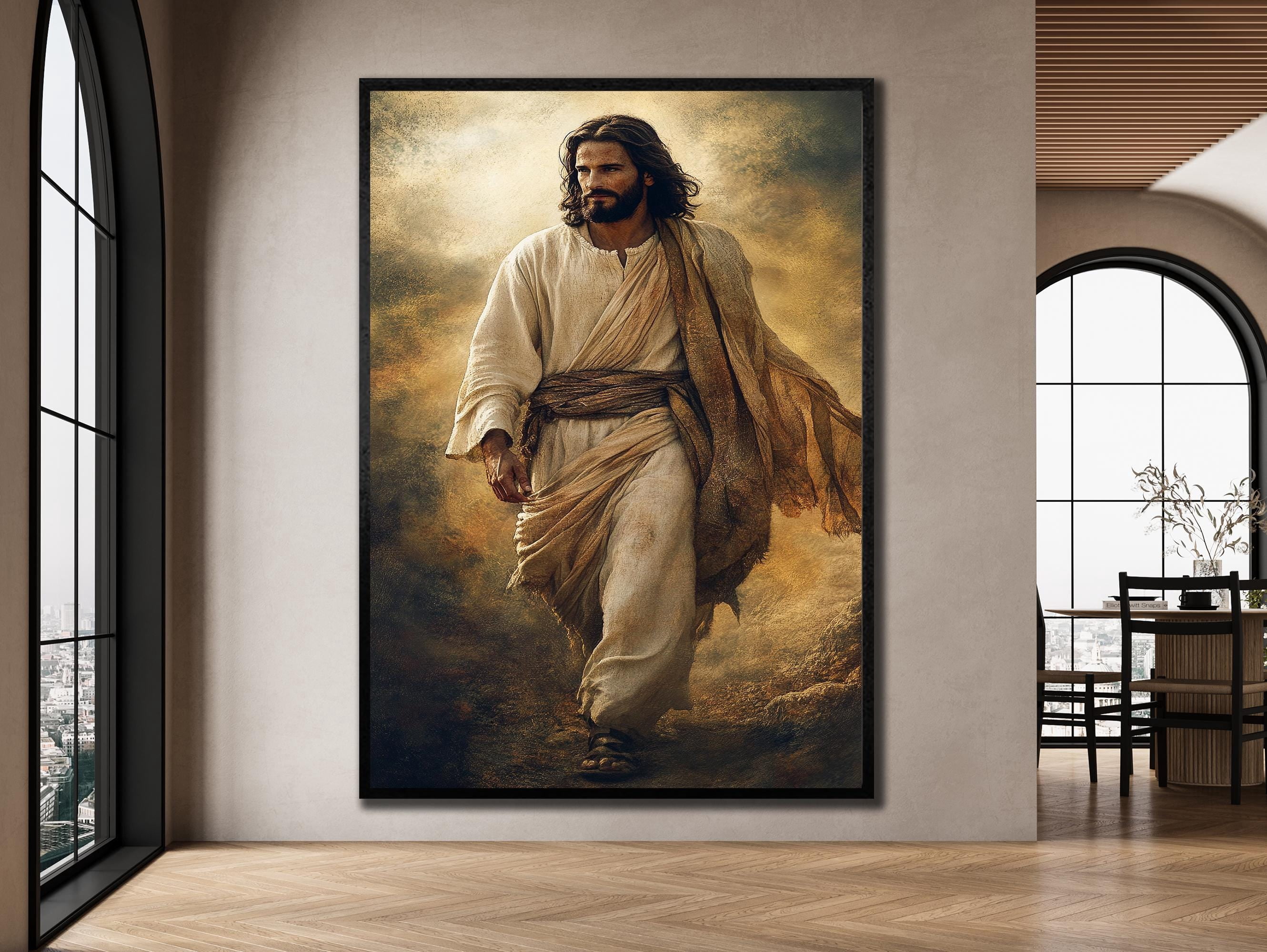 Jesus Praying Art: Christian Religious Wall Decor Warm Present Vintage ...