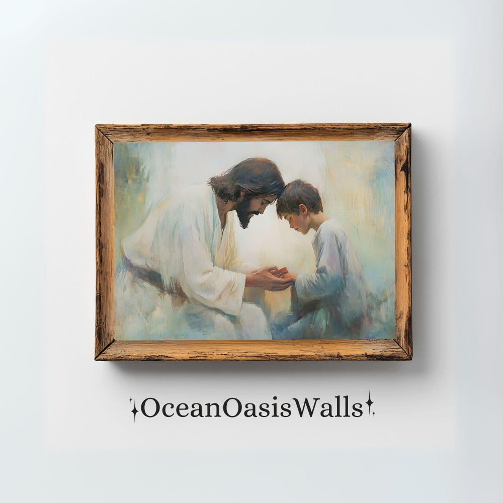 Jesus Praying Painting, Jesus Praying With Boy, Jesus Praying, Jesus ...