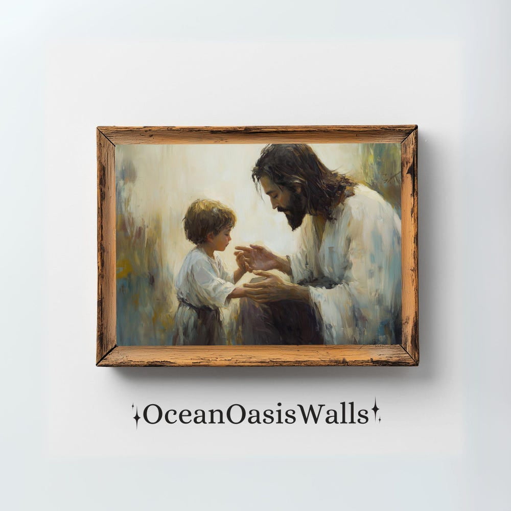 Jesus Praying Painting, Jesus Praying With Boy, Jesus Praying, Jesus ...