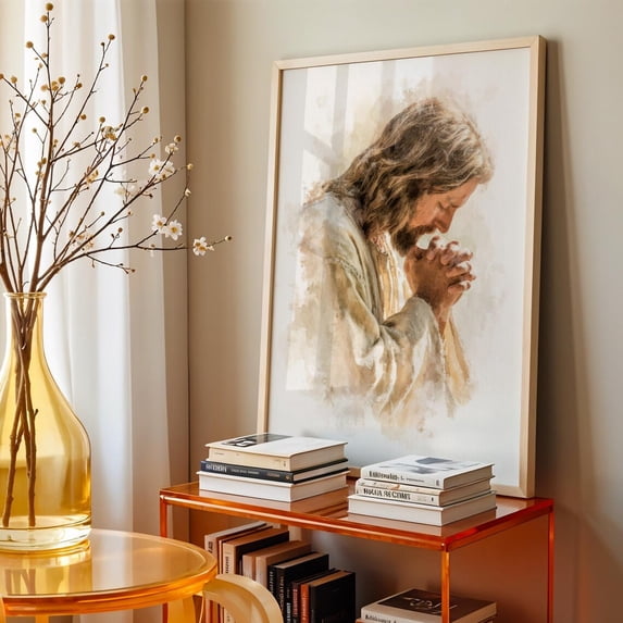 Jesus Praying Print Christian Wall Art Faith Prayer Decor, Stretched ...