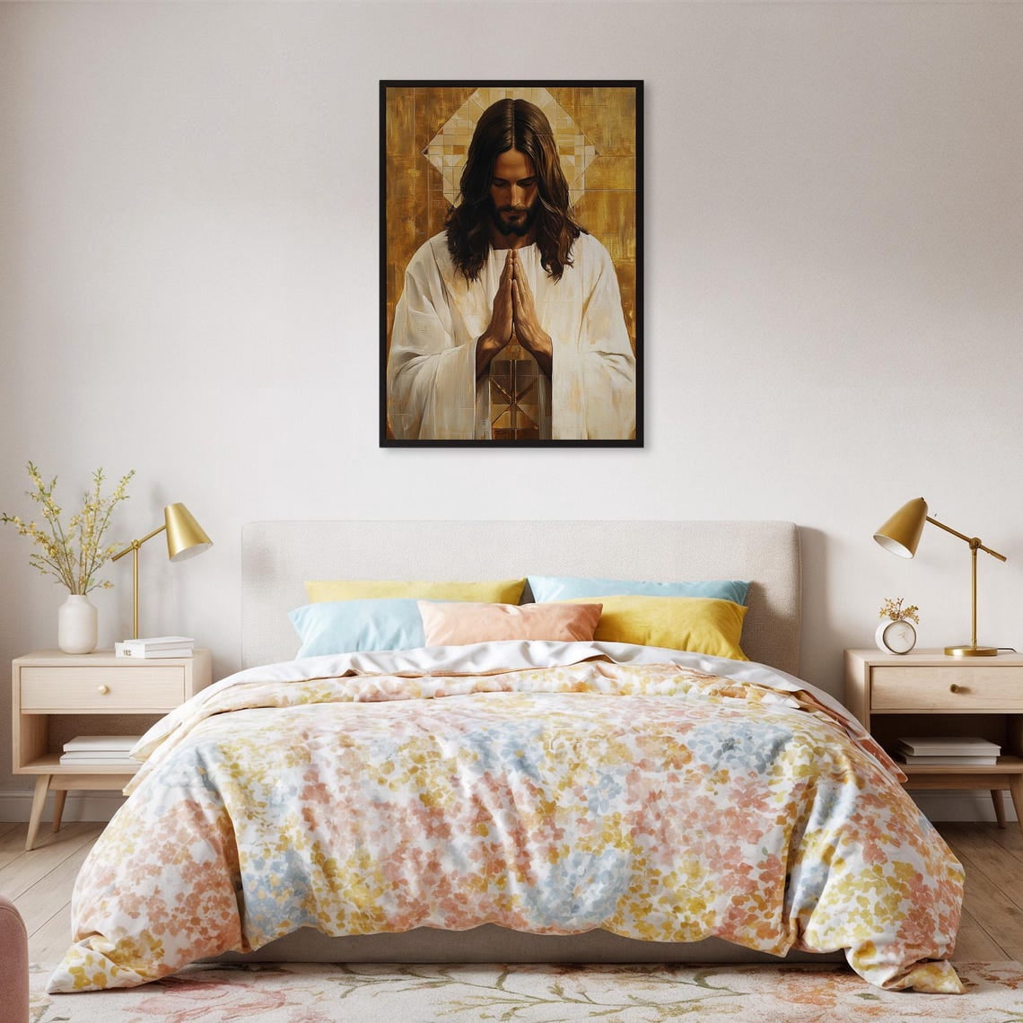 Jesus Praying Wall Art Poster Peaceful Christian Portrait Spiritual ...