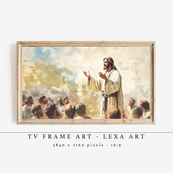 Jesus Preaching Frame Art Christian Decor Religious Wall Display Bible ...