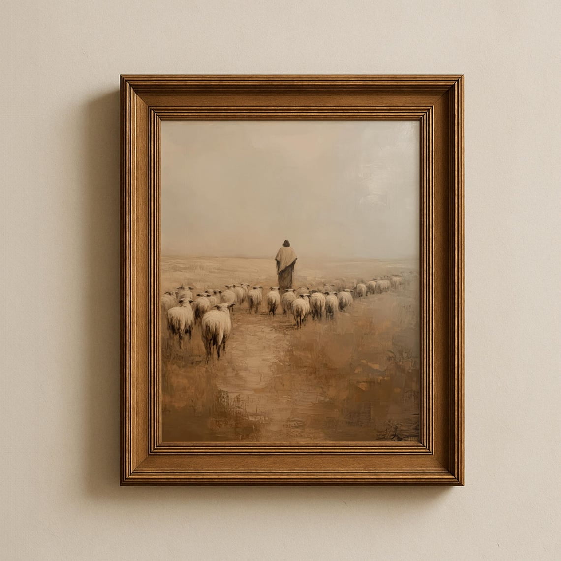 Jesus Print, Faithful Shepherd, Christian Wall Art, Earth Tones Home ...