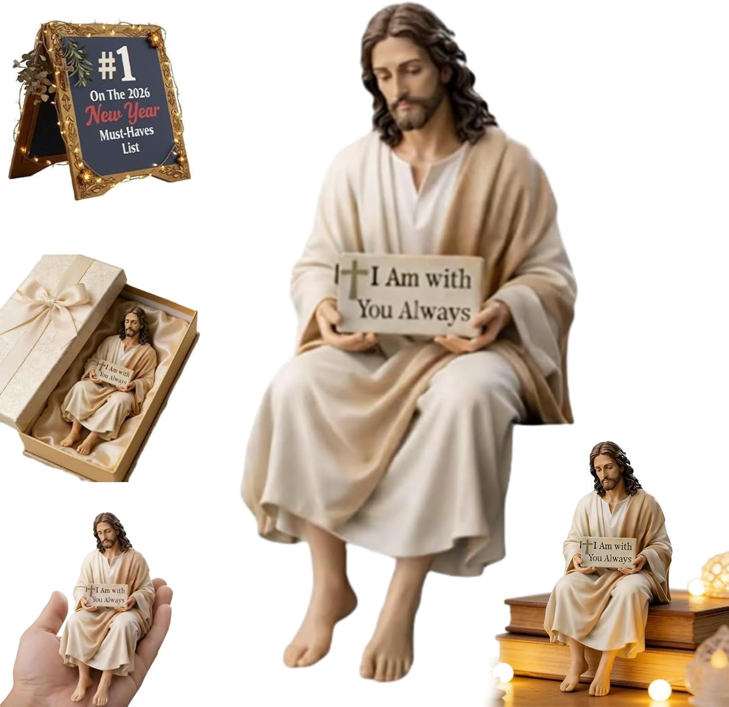 Jesus Resin Desk Companion Figurine, Handmade Sitting Design Jesus ...