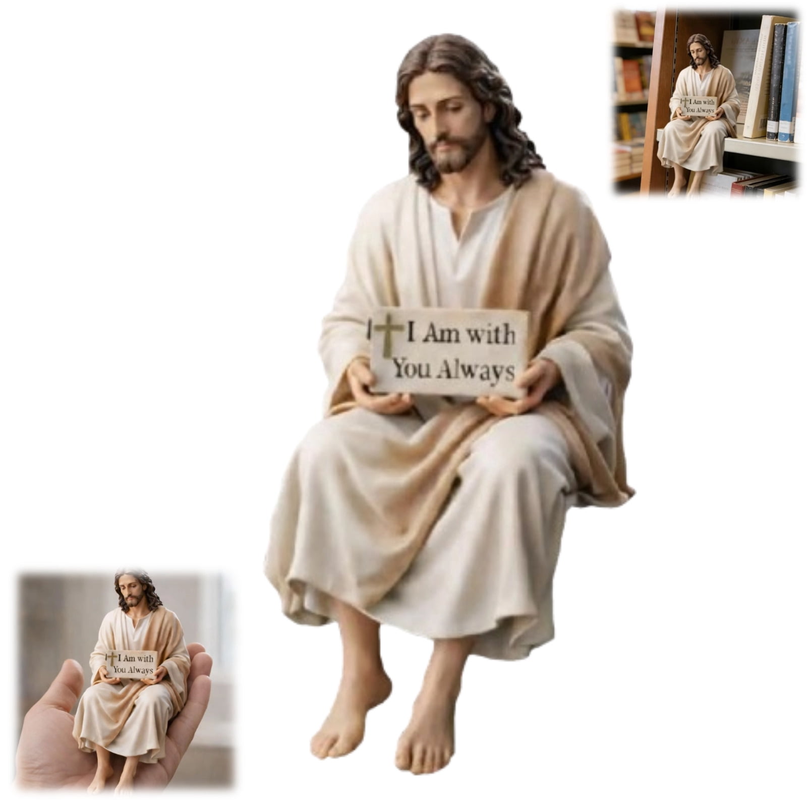 Jesus Resin Desk Companion Figurine, Handmade Sitting Design Jesus ...