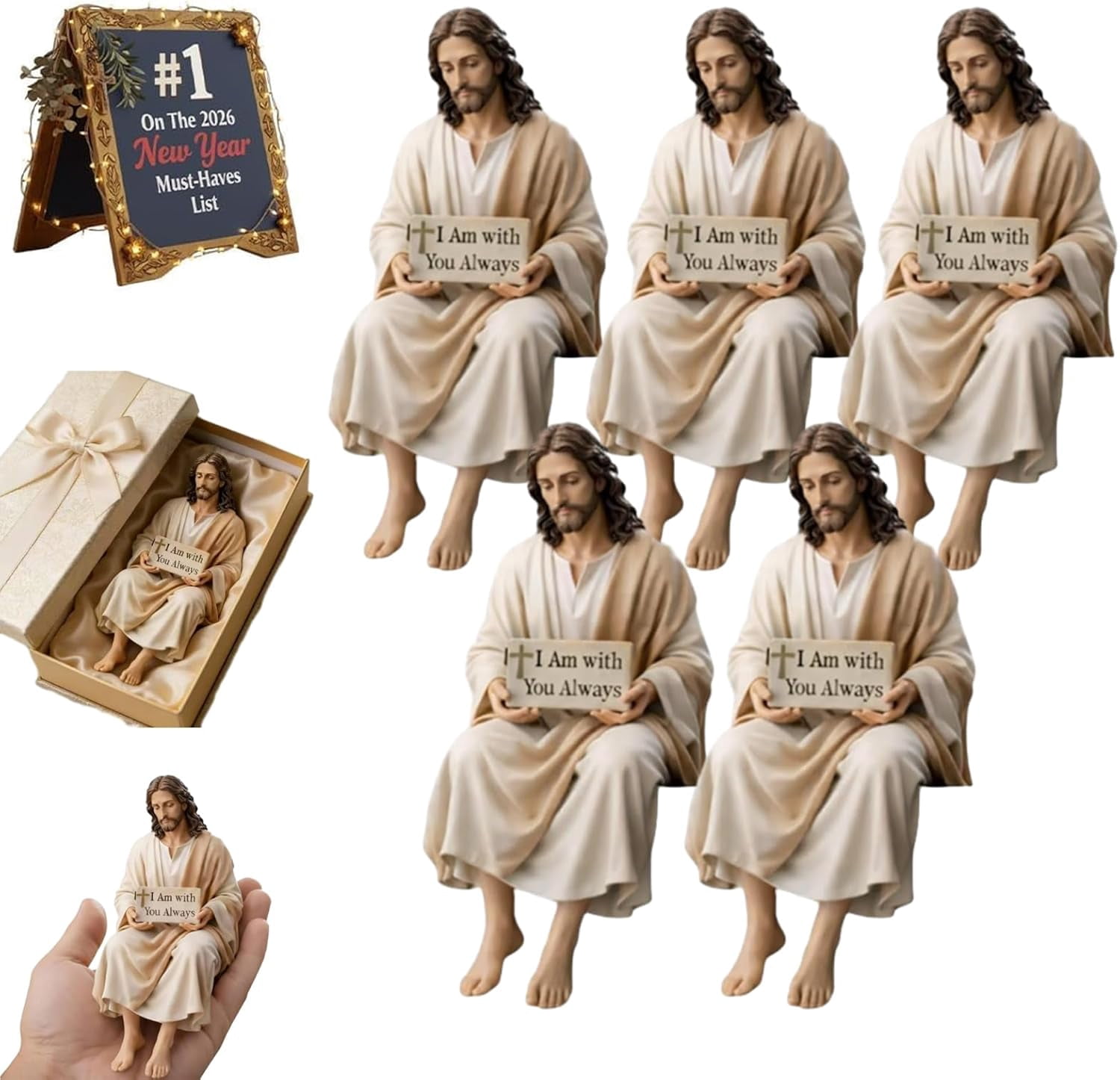 Jesus Resin Desk Companion Figurine, Handmade Sitting Design Jesus ...