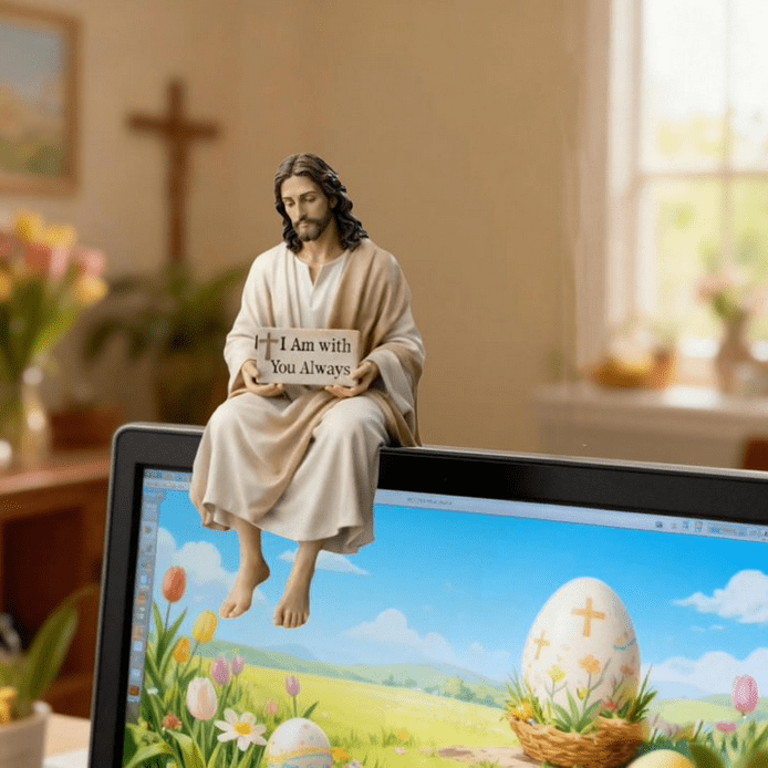 Jesus Resin Desk Companion Figurine | "I Am with You Always" Sign ...