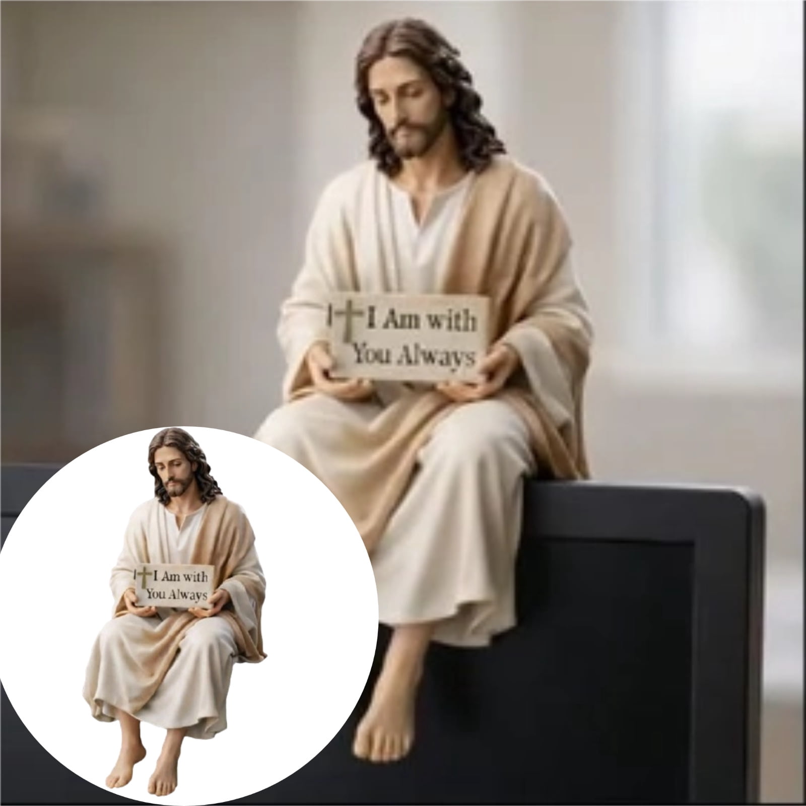 Jesus Resin Desk Companion Figurine | "I Am with You Always" Sign ...
