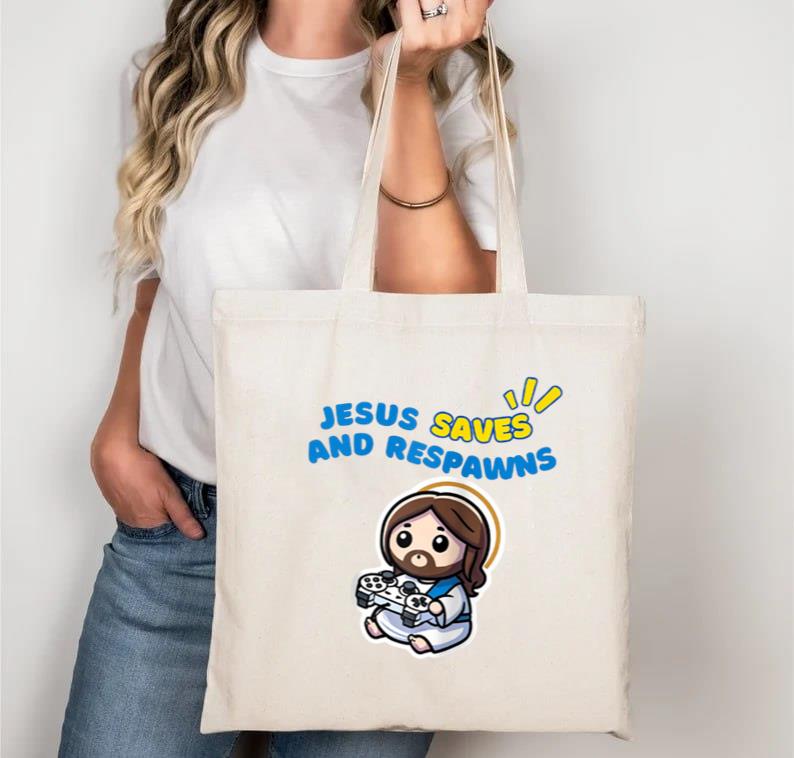 Jesus Respawns Chibi Kawaii Christian Gamer Easter Resurrection Tote ...