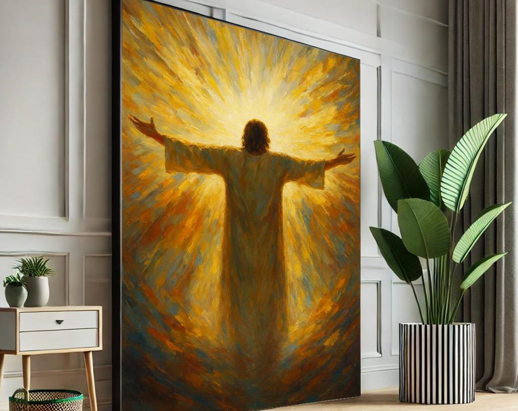Jesus Resurrection , Light Of Christ Wall Art, Spiritual Golden Glory ...