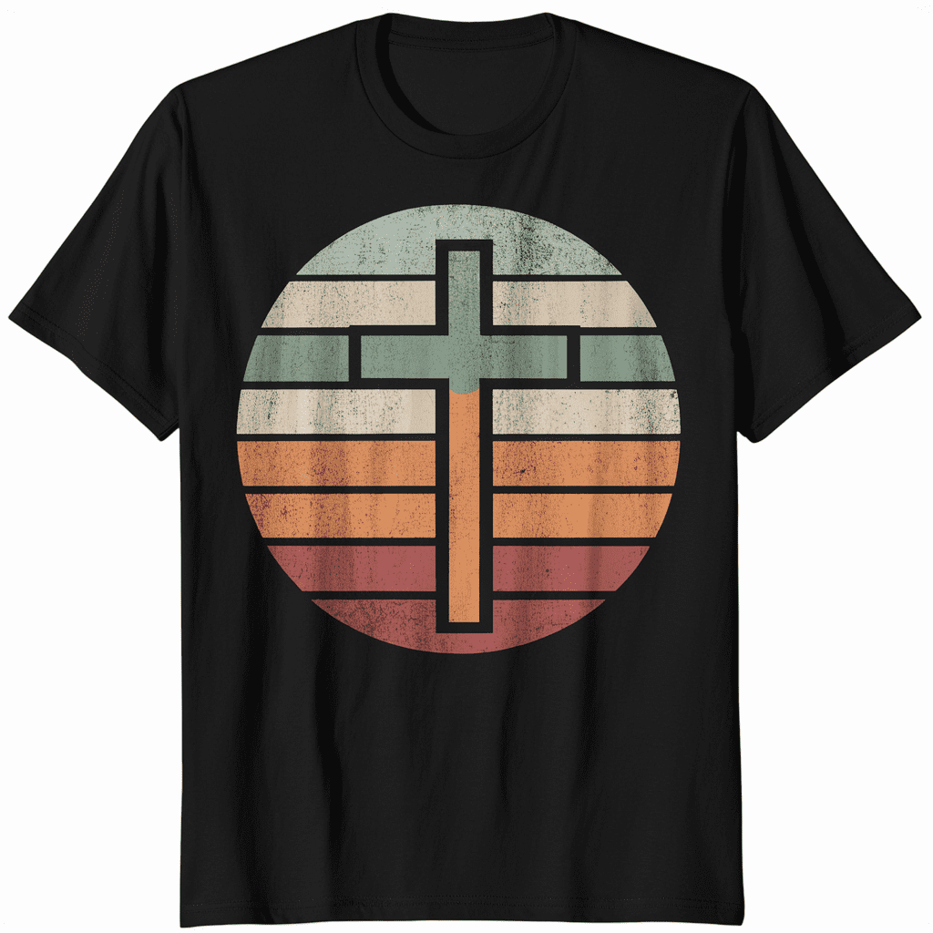 Jesus Retro Cross Christ God Faith T-Shirt Awesome Christian Cross ...