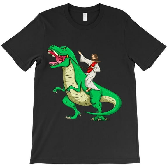 Jesus Riding Dinosaur Funny Parody Tyrannosaurus Rex T-Rex Mens H44954 ...