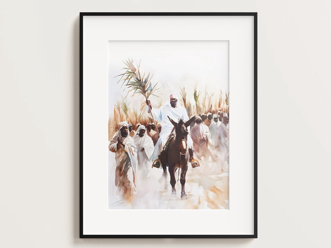 Jesus Riding Donkey Into Jerusalem Palm Leaves Back Art Wall Decor ...