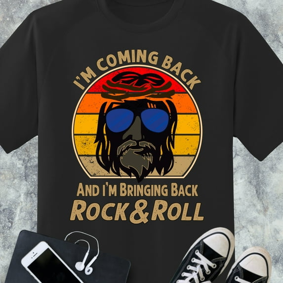 Jesus Rock and Roll T-Shirt - Jesus Rocks with Blue Sunglasses on this ...