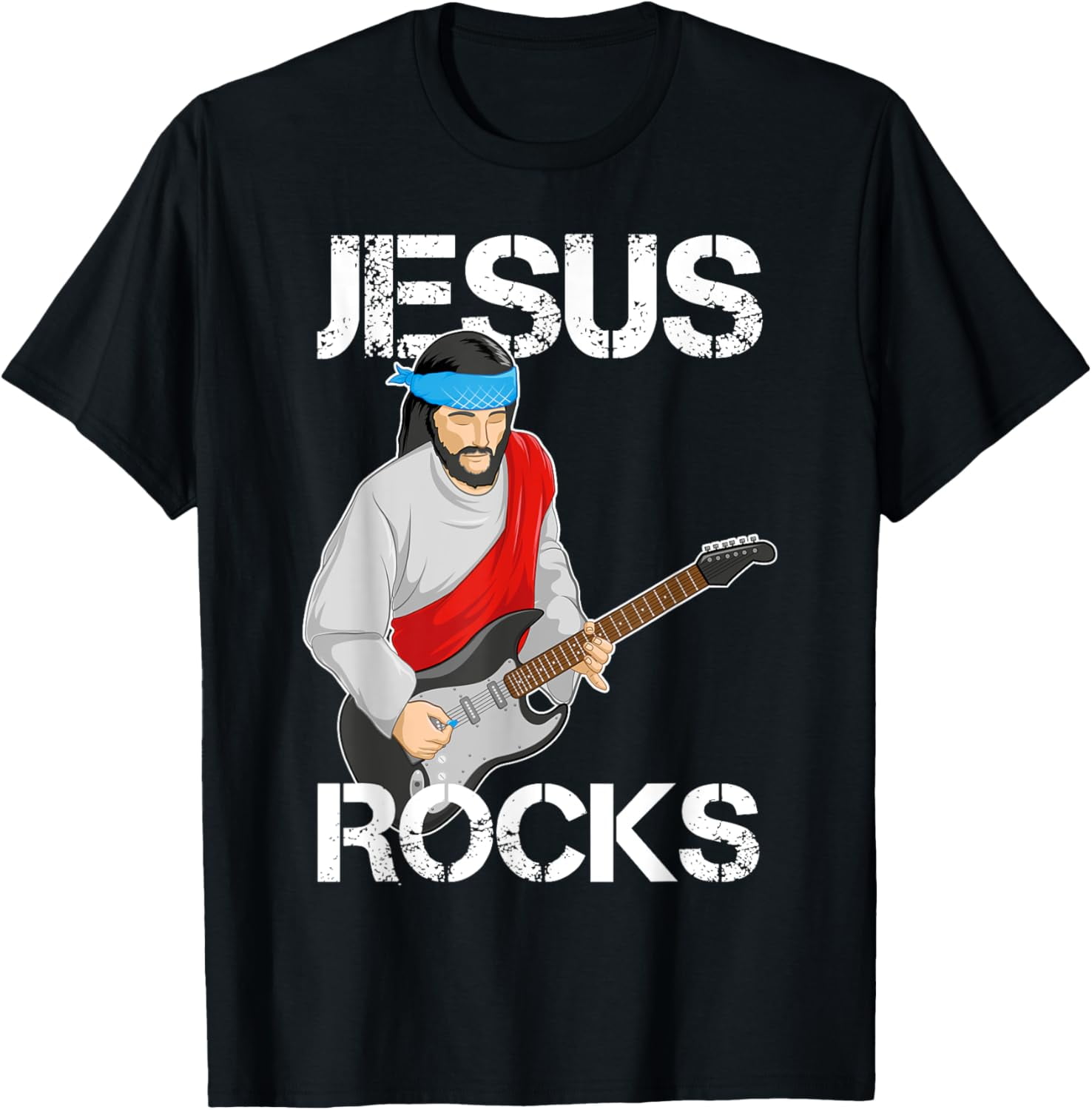 Jesus Rocks on Electric Guitar - Funny Christian T Shirt T-Shirt ...