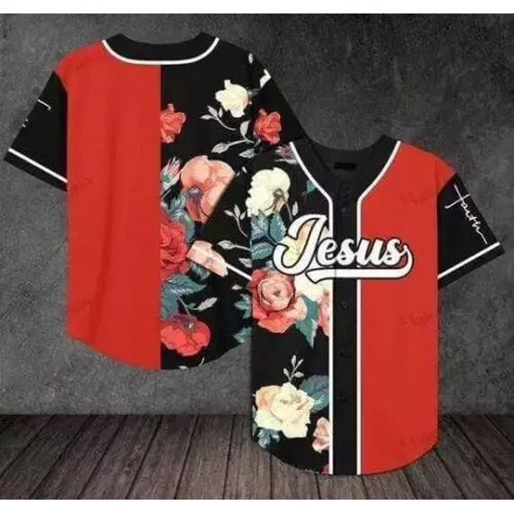 Jesus & Rose 3D Baseball Jersey Shirt Halloween Gift Best Price Us ...