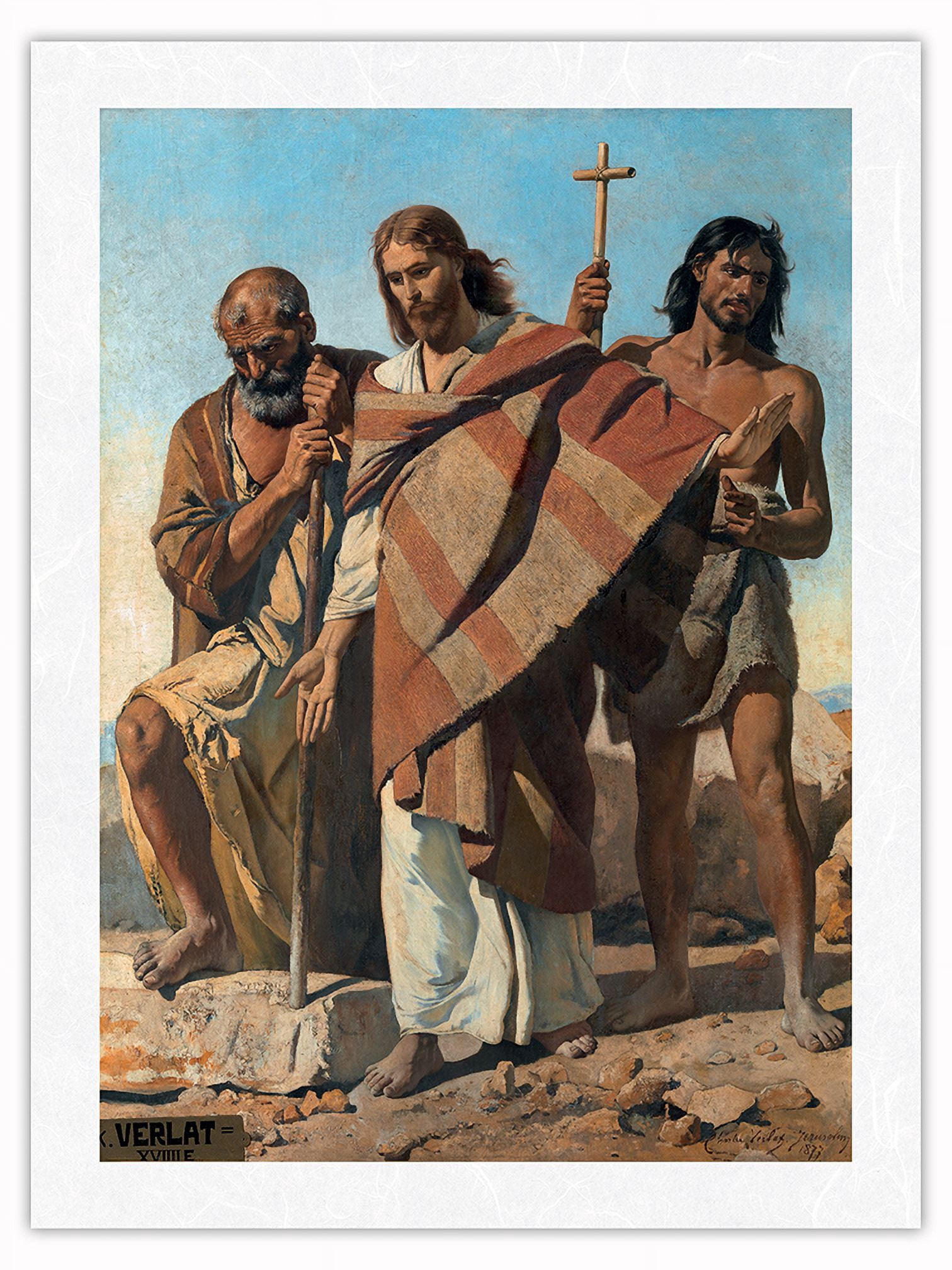 Jesus between Saint Peter and Saint John Baptist - Vintage Religious ...