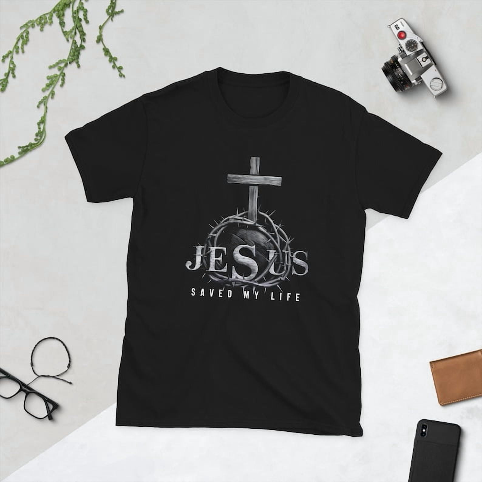 Jesus Saved My Life Christian T-Shirt, Inspirational Faith Short-Sleeve ...
