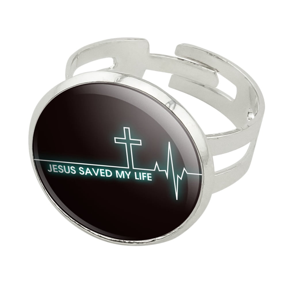 Jesus Saved My Life EKG Heart Rate Pulse Religious Christian Silver ...