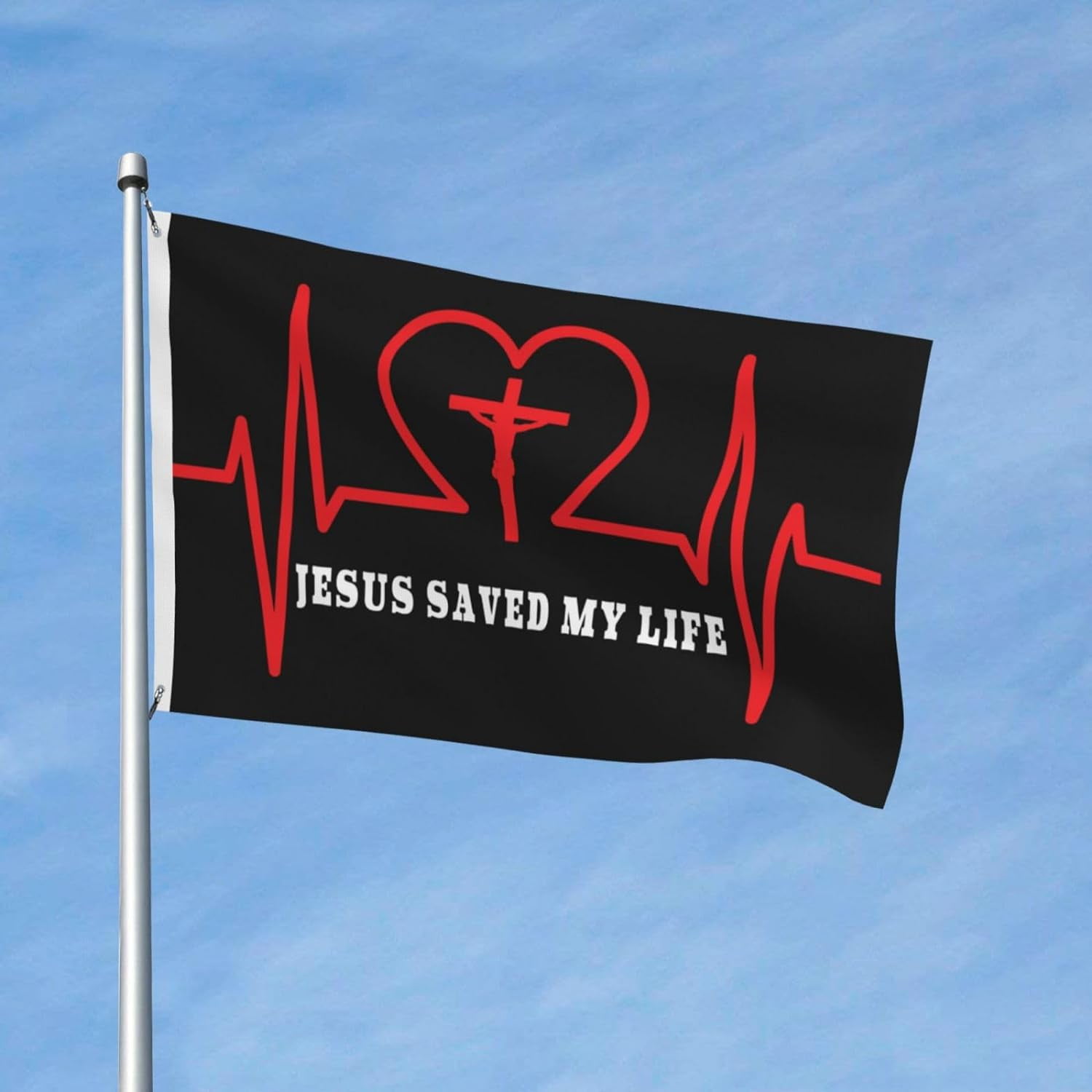 Jesus Saved My Life Love Heart Beat Flag, 3Ply Polyester Heavy Duty ...