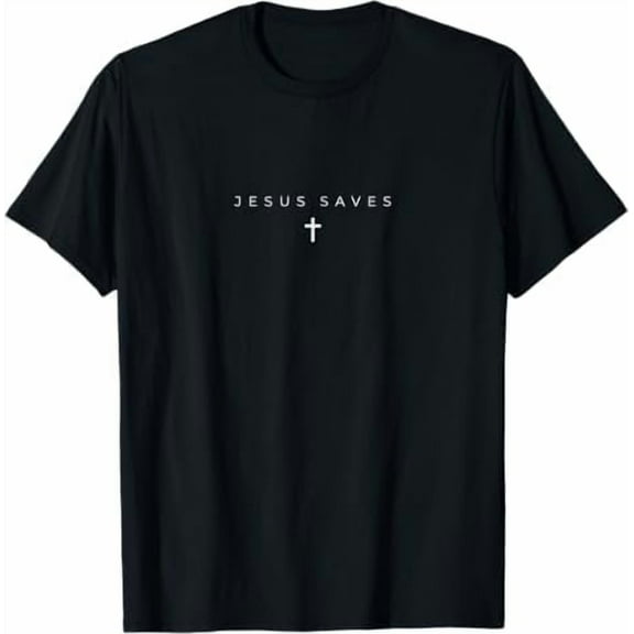 Black T Shirt Jesus Saves Cross Soccer Ball Pattern Religious Christian ...